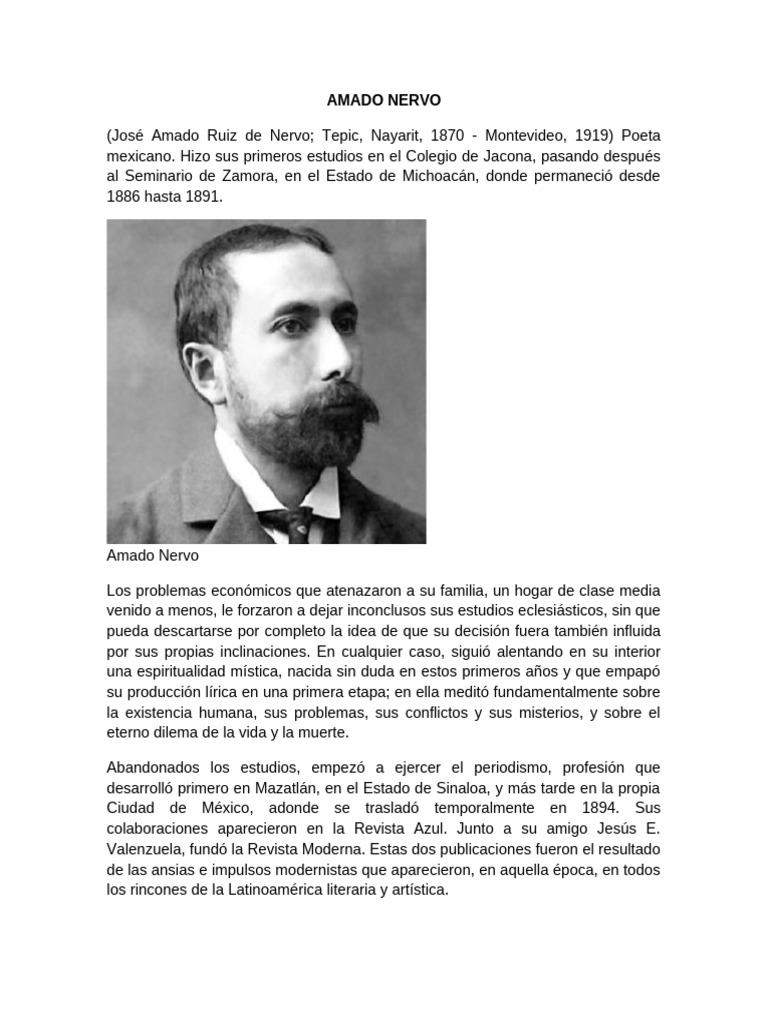 AMADO NERVO (Biografía Más Completa) | PDF