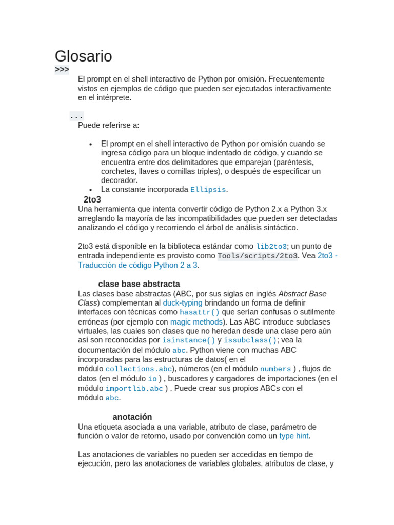 Glosario de Python | PDF | Python (lenguaje de programación) | Objeto (informática)