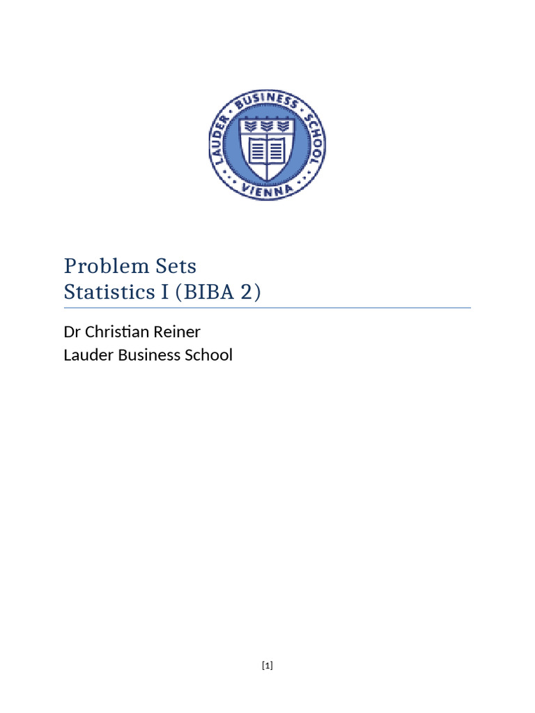 Problem Sets Statistics I-2 | PDF | Statistics | Sampling (Statistics)