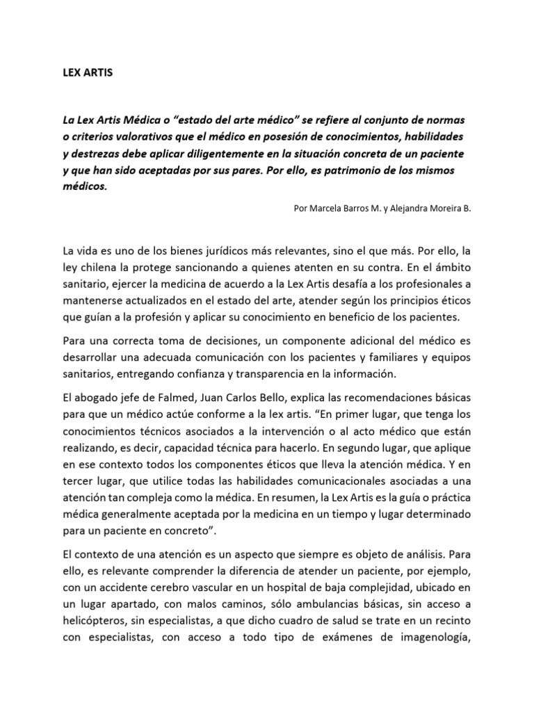 Lex Artis | PDF | Medicina | Médico