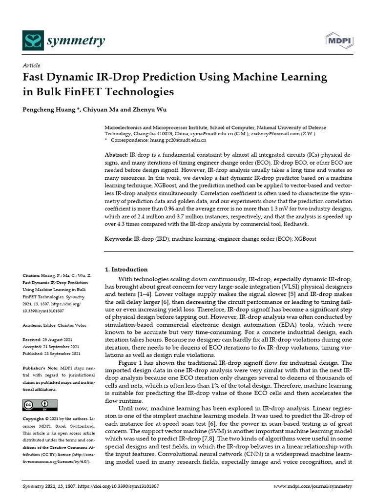 Fast Dynamic IR-Drop Prediction Using Machine Lear | PDF | Machine ...