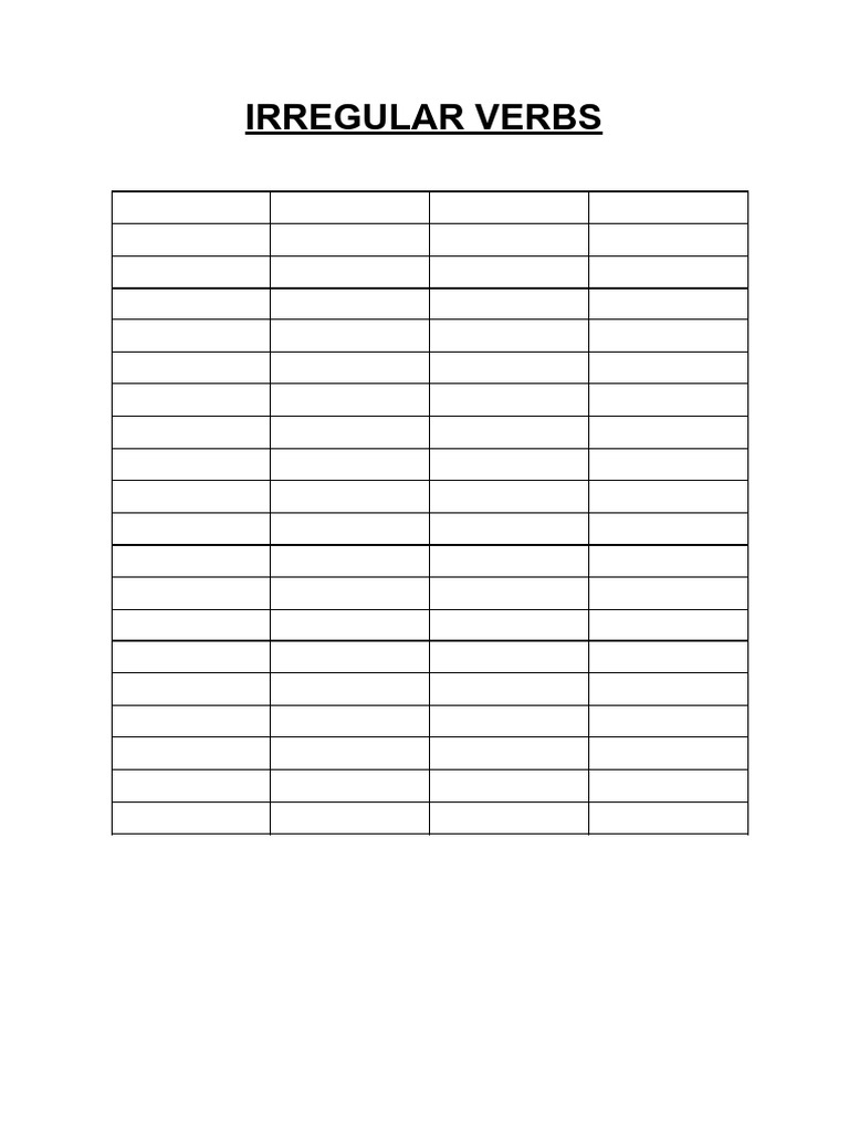 Irregular Verbs Tabla | PDF Irregular Verbs Tabla | PDF