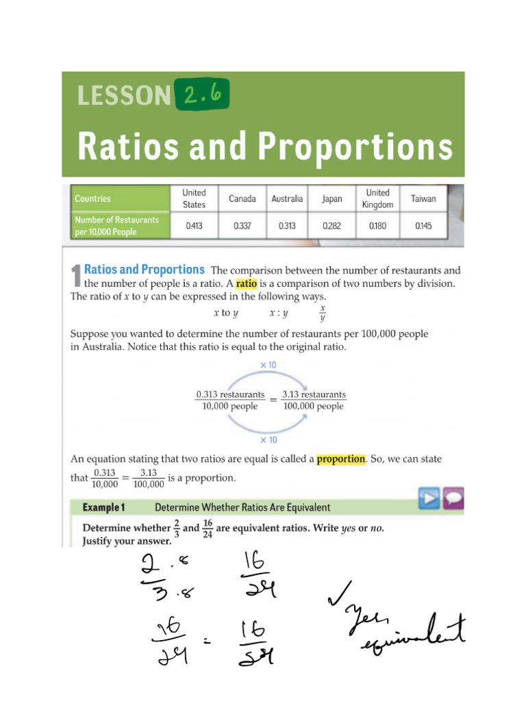 2.6 Notes - Rates and Proportions | PDF