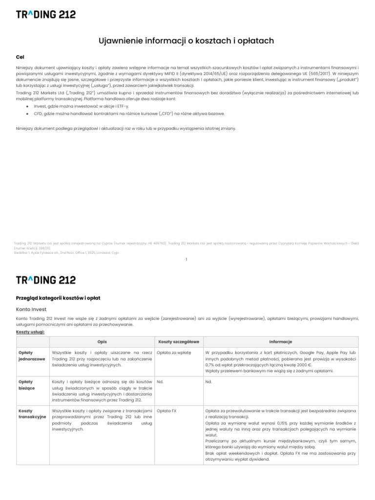 Costs and Charges Disclosure - PL | PDF