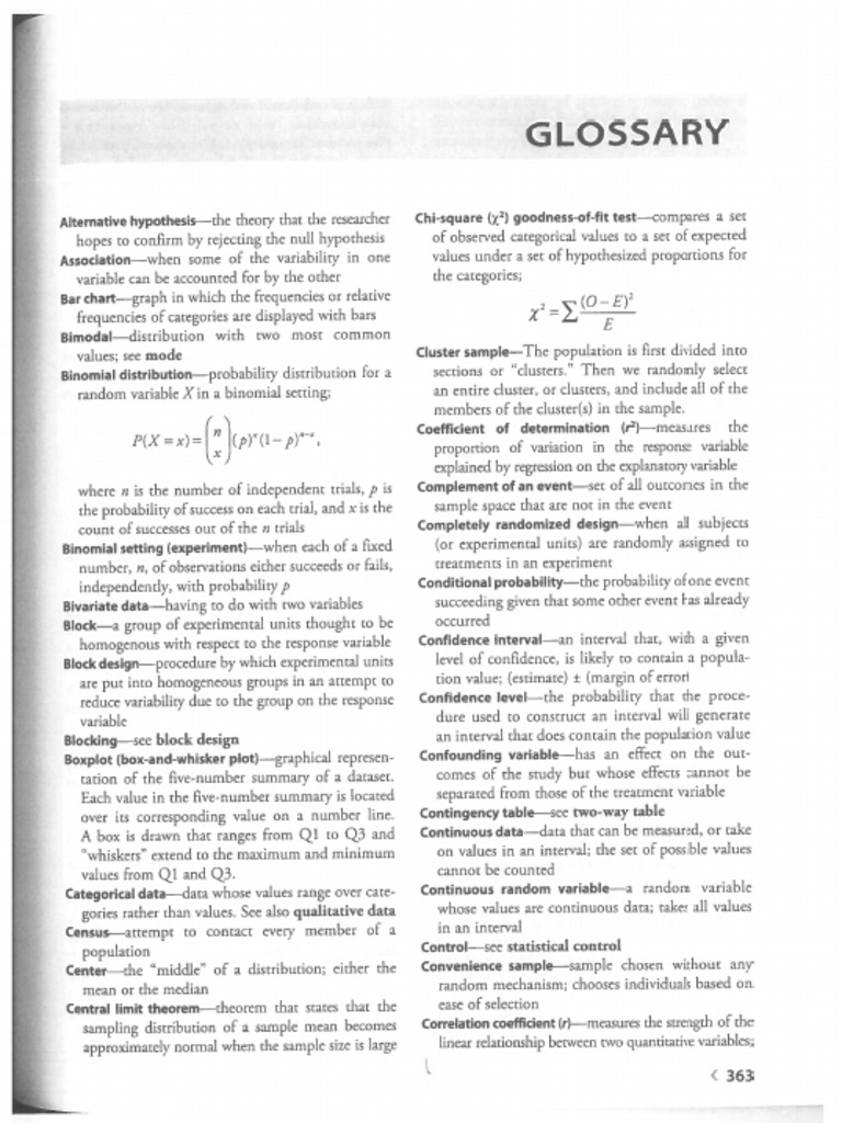 Glossary AP Statistics | PDF