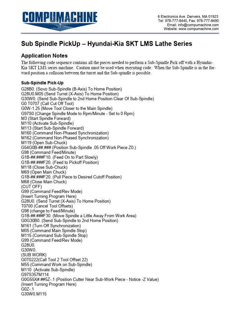Hyundai-Kia SKT LMS Sub-Spindle Pick Up | PDF | Industrial Processes | Tools