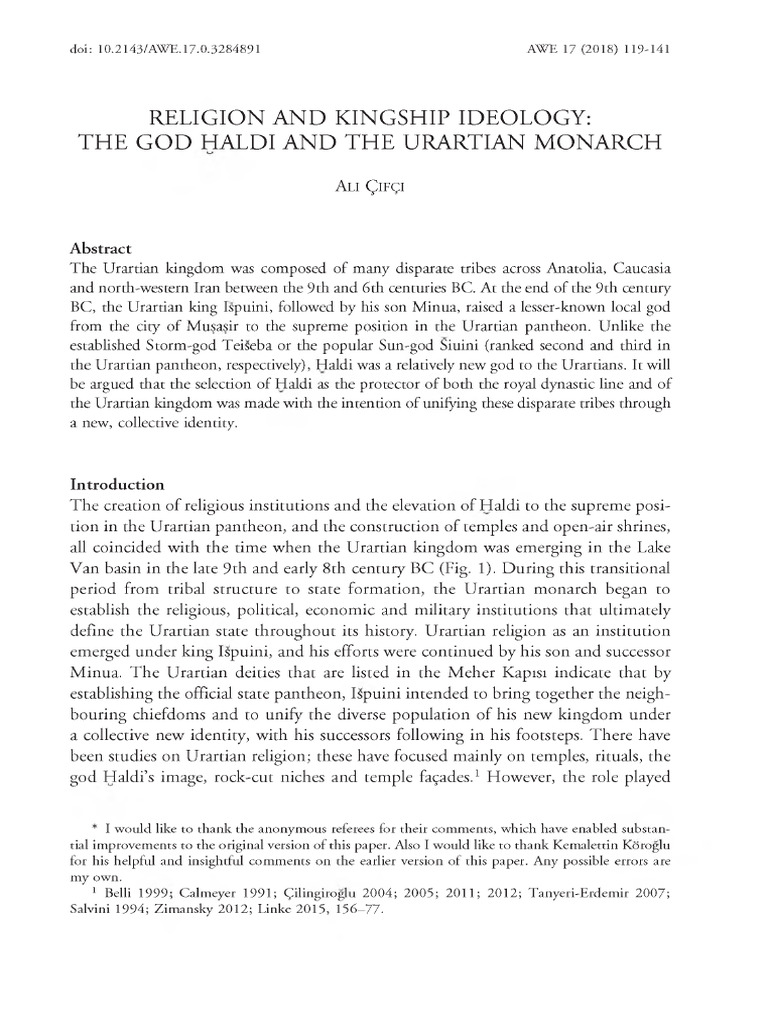 Haldi: Urartian God and Kingship | PDF
