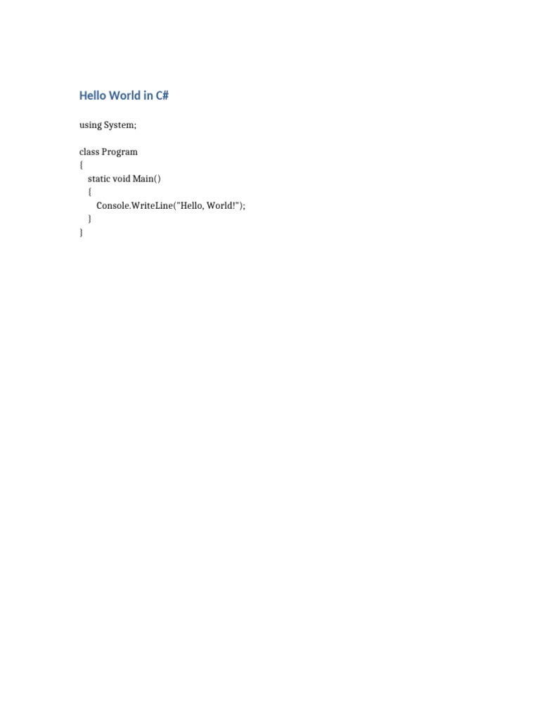 HelloWorld CSharp | PDF