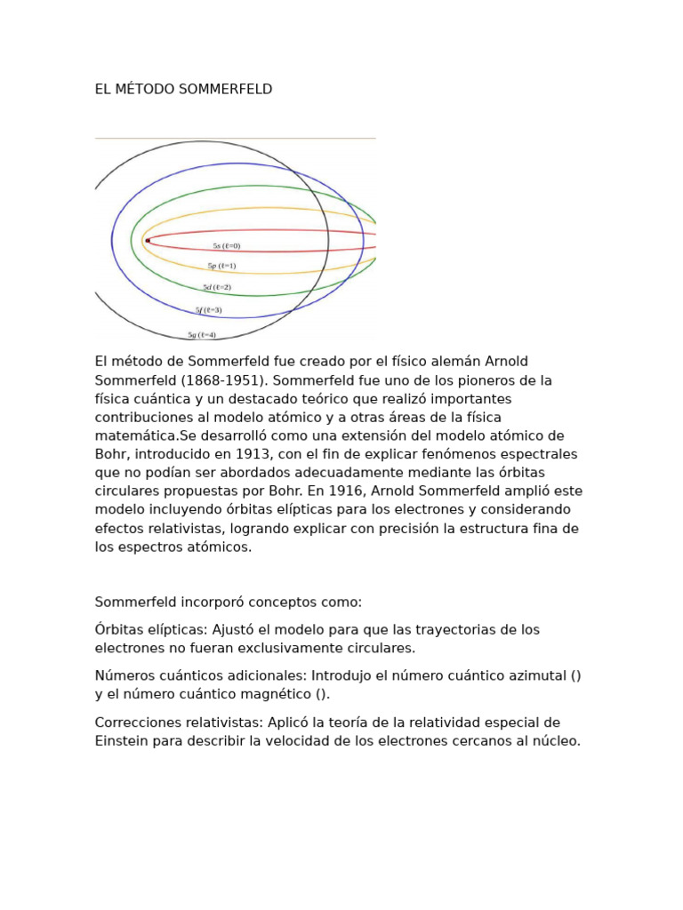 Método de Sommerfeld en el modelo atómico | PDF | Mecánica cuántica ...