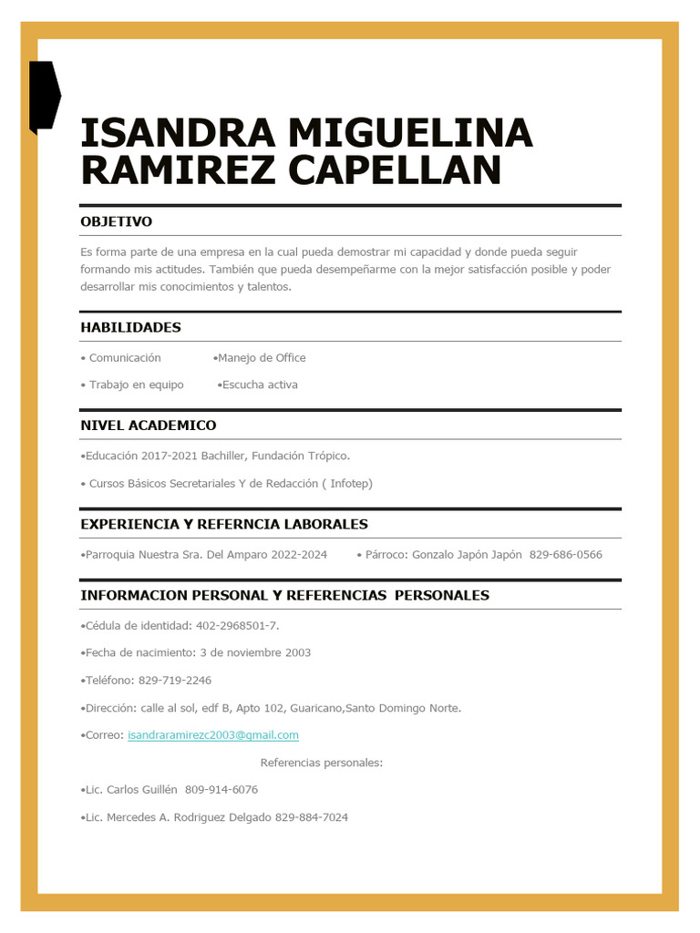 Curriculum de Isandra Ramirez | PDF