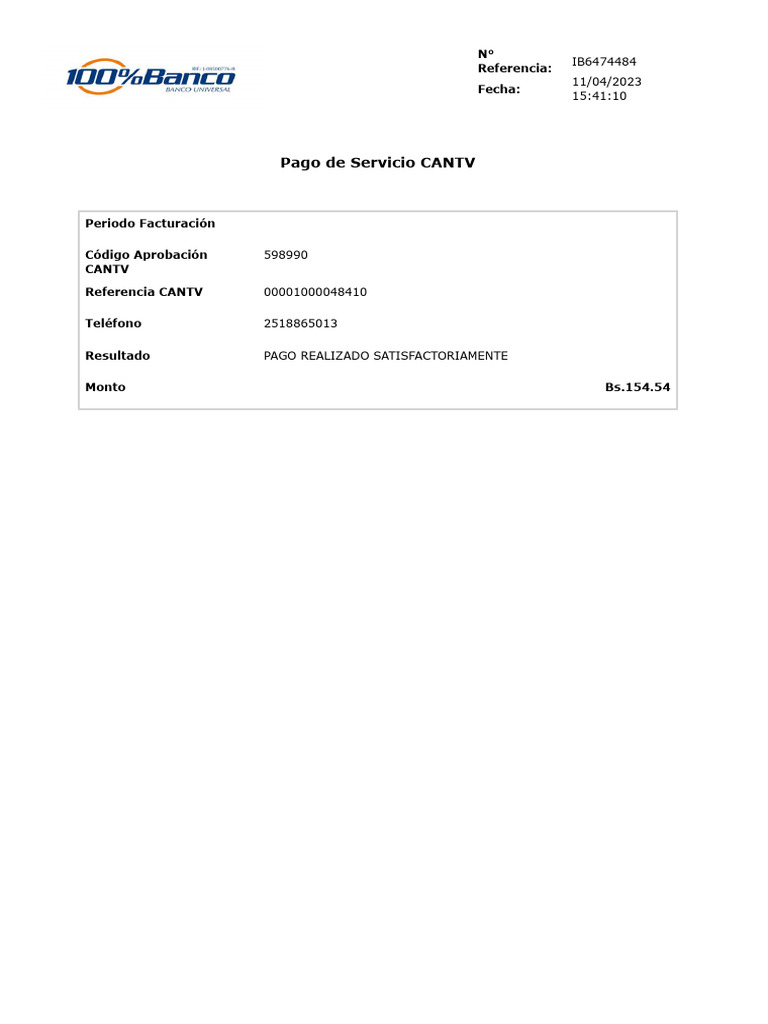 Pago Cantv 11-04-23 Casa de Cuji | PDF
