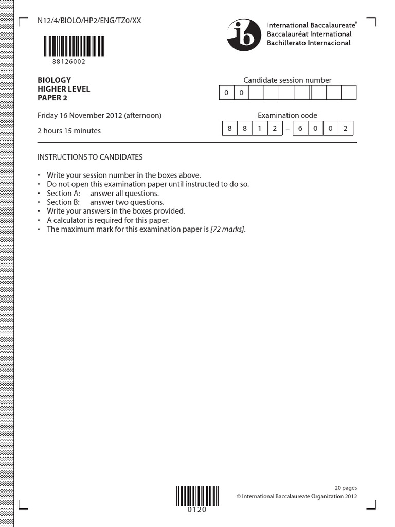 2012 Nov Biology-HL-paper-2 | PDF | Membrane Active Molecules