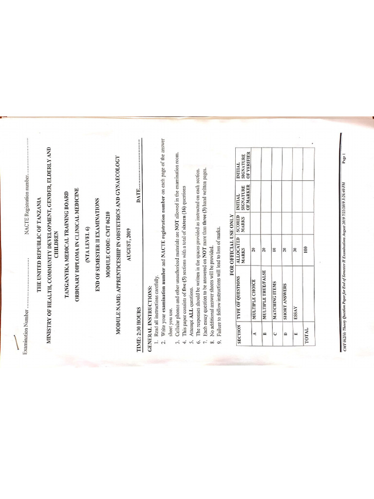 Nacte Papers L6 2019 | PDF