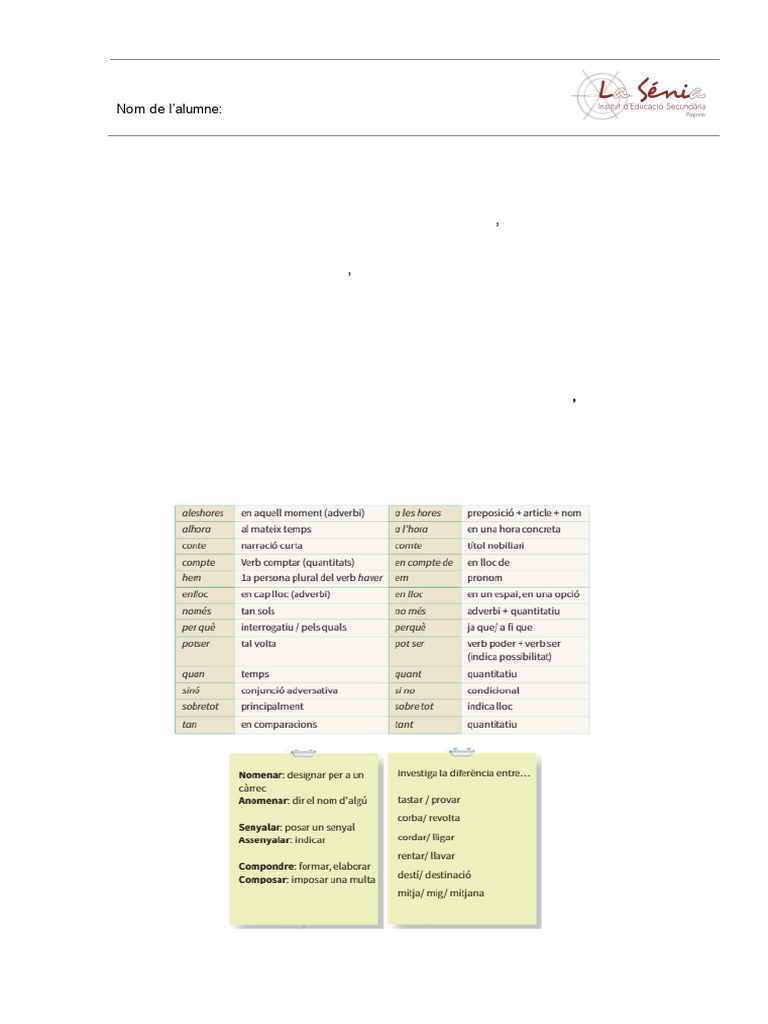 Tasca 5. Doblets Lingüístics | PDF