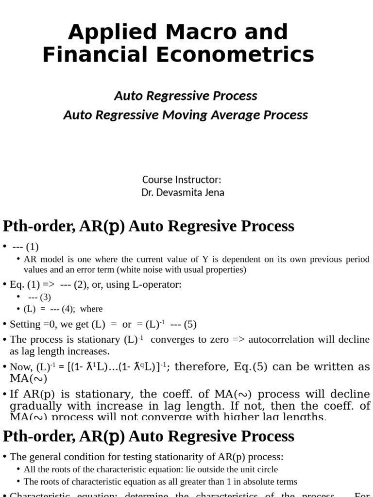 ARMA and AR(p) Stationarity Guide | PDF | Autoregressive Model | Autocorrelation