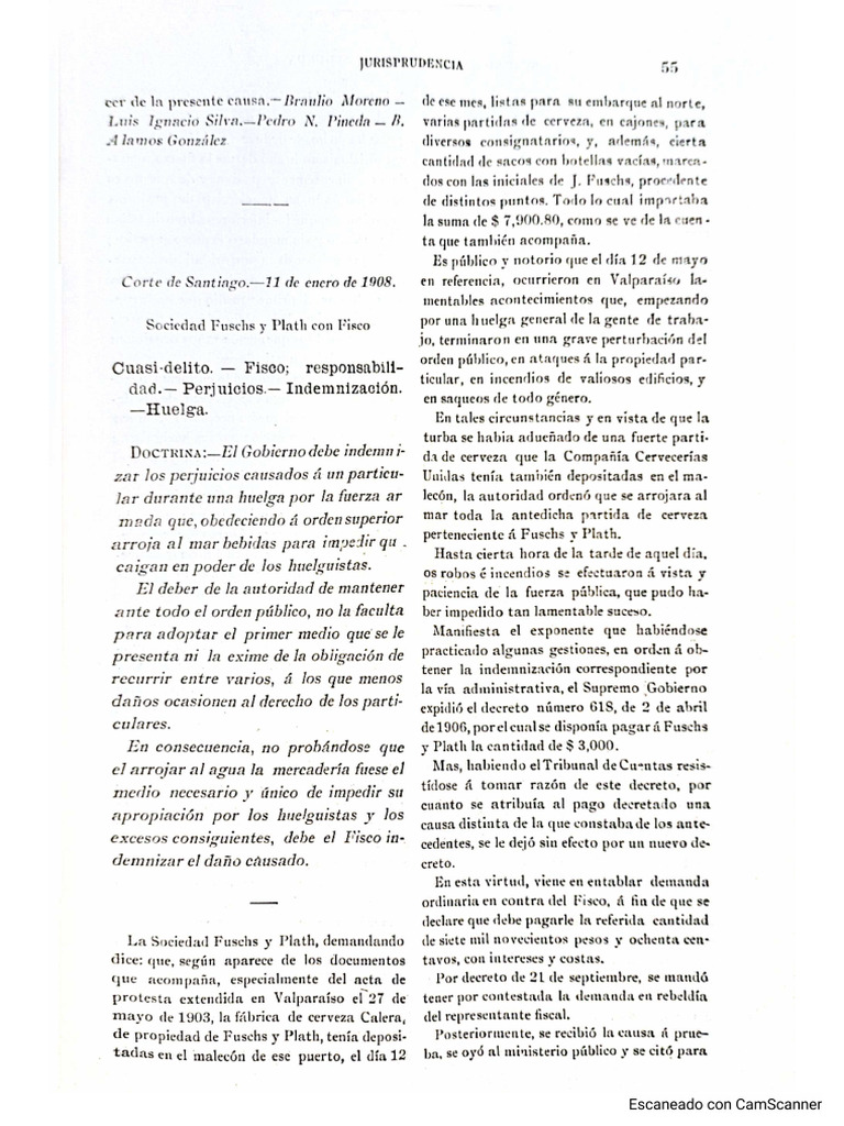 Sociedad Fuschs y Plath Con Fisco (1908) | PDF