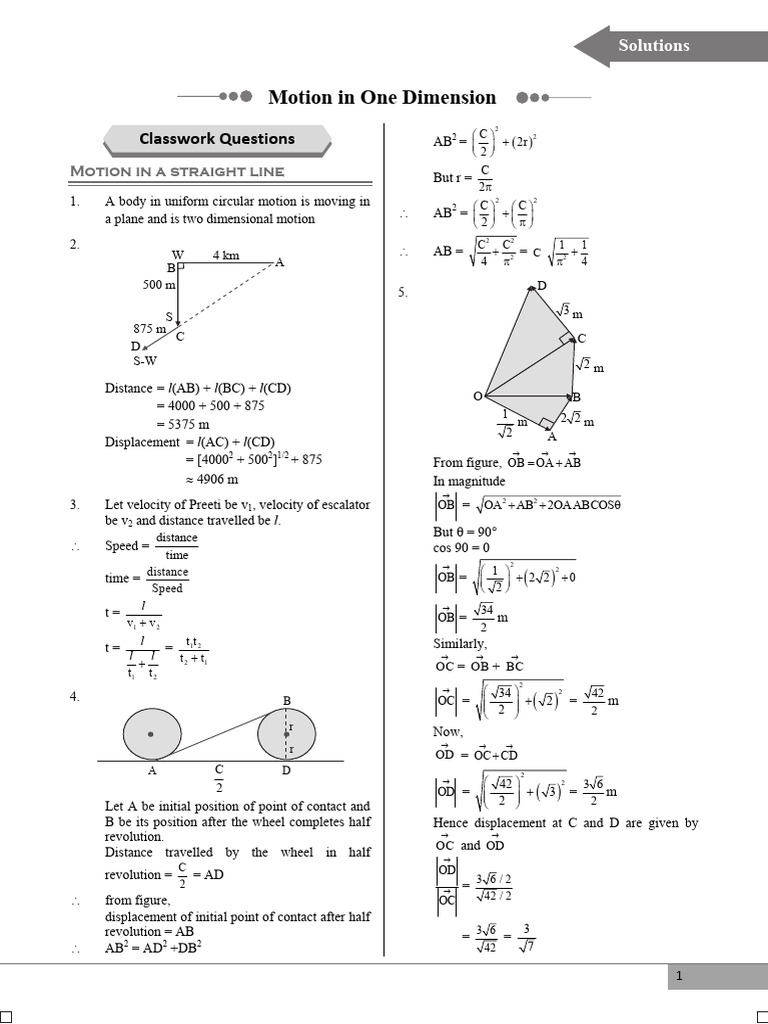 Motion in One Dimension: Concepts & Calculations | PDF | Velocity | Speed