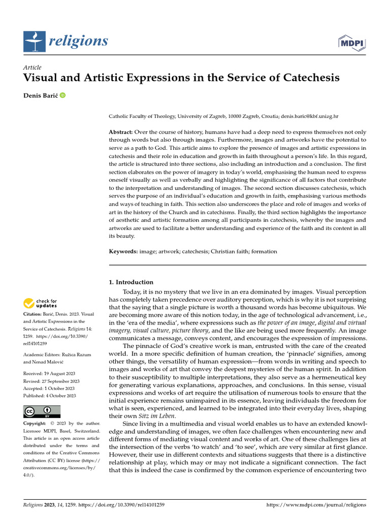 Visual and Artistic Expressions in The Service of Catechesis | PDF ...