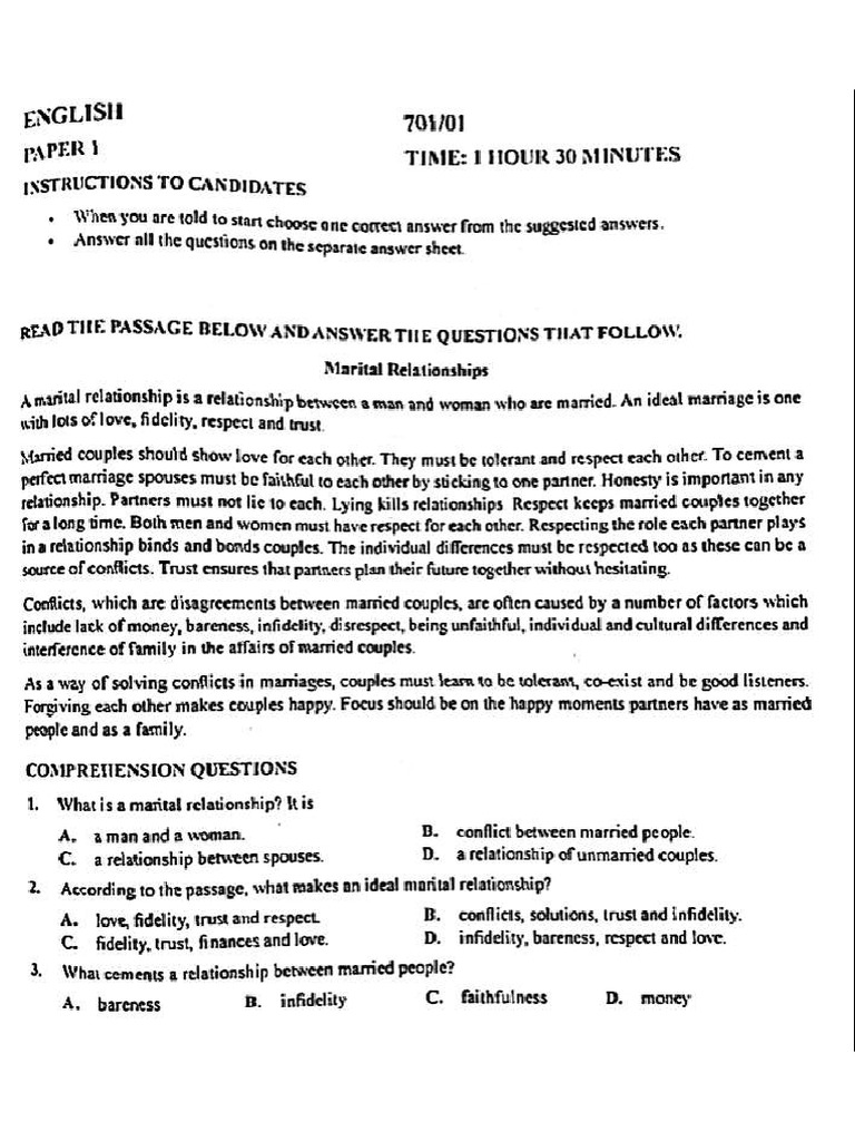 Exam 6 English Paper 1 | PDF