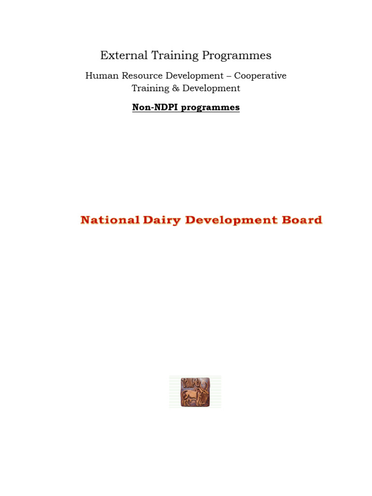 NDDB Dairy Training Programs Overview | PDF | Fodder | Dairy