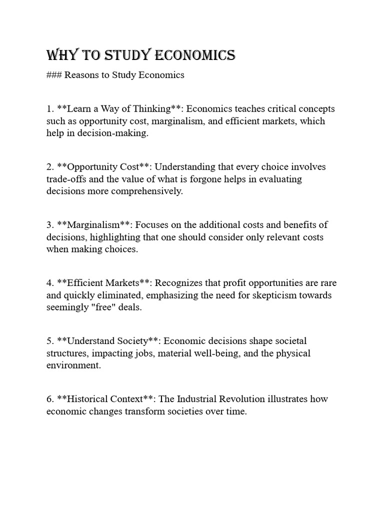 Why to Study Economics | PDF | Economics | Macroeconomics