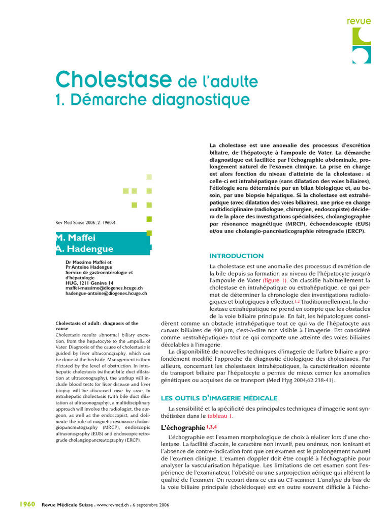 Diagnostic de la cholestase adulte | PDF | Maladies digestives | Abdomen