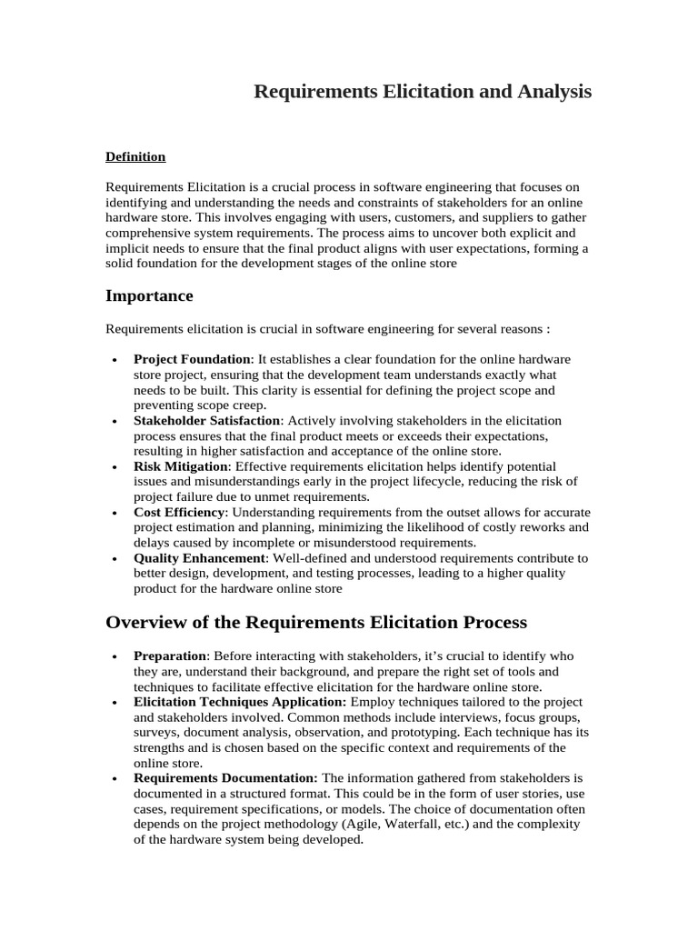 Requirements Elicitation and Analysis | PDF | Software Prototyping | Usability