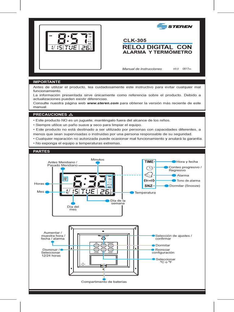 CLK-305-instr Reloj | PDF