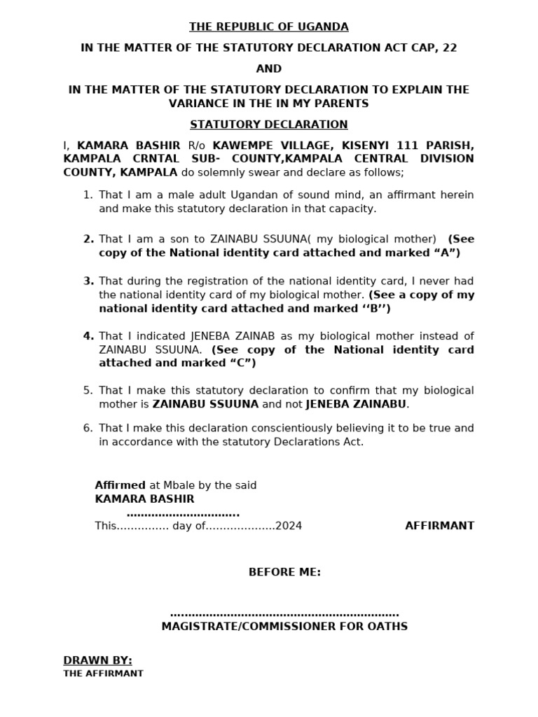 STATUTORY DECLARATION (Bashir) | PDF