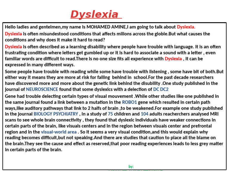 Dyslexia | PDF