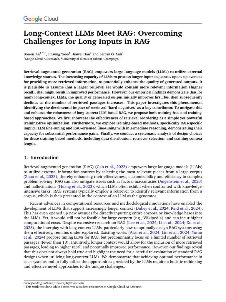 Long-Context LLMs Meet RAG: Overcoming Challenges For Long Inputs in RAG | PDF | Accuracy And ...
