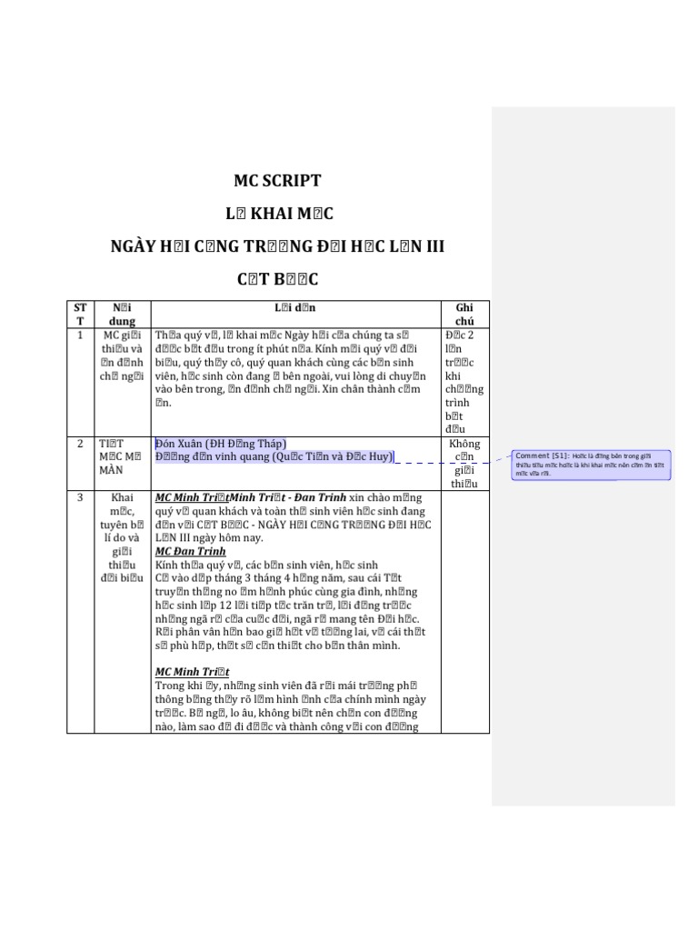 MC SCRIPT KHAI M C (Edit) | PDF