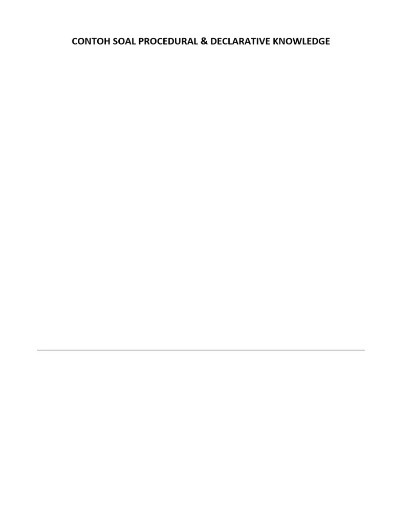 Contoh Soal Procedural & Declarative Knowledge | PDF