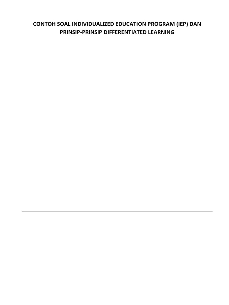 Contoh Soal Individualized Education Program (Iep) Dan Prinsip-Prinsip Differentiated Learning | PDF