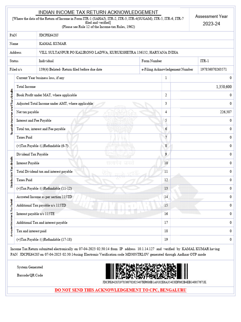 Itr 23-24 | PDF | Taxes | Economies