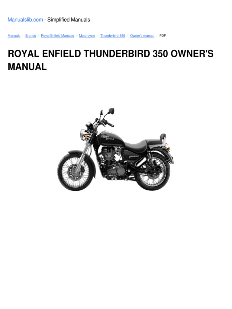 Royal Enfield Thunderbird 350 Owner'S Manual: - Simplified Manuals | PDF | Anti Lock Braking ...