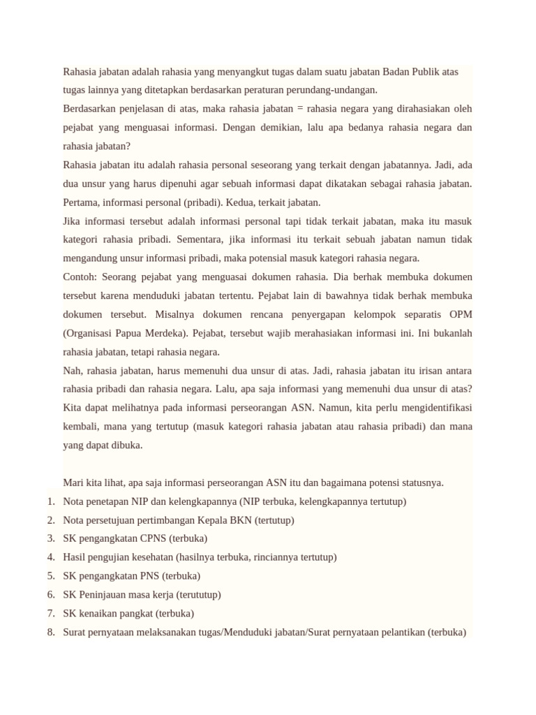 Perbedaan Rahasia Negara Dan Rahasia Jabatan | PDF