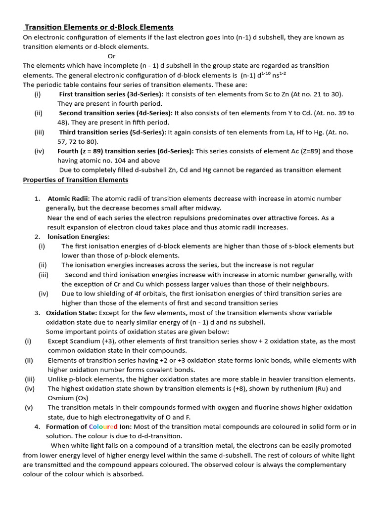 Overview of 6d Transition Elements | PDF | Transition Metals | Chemical ...
