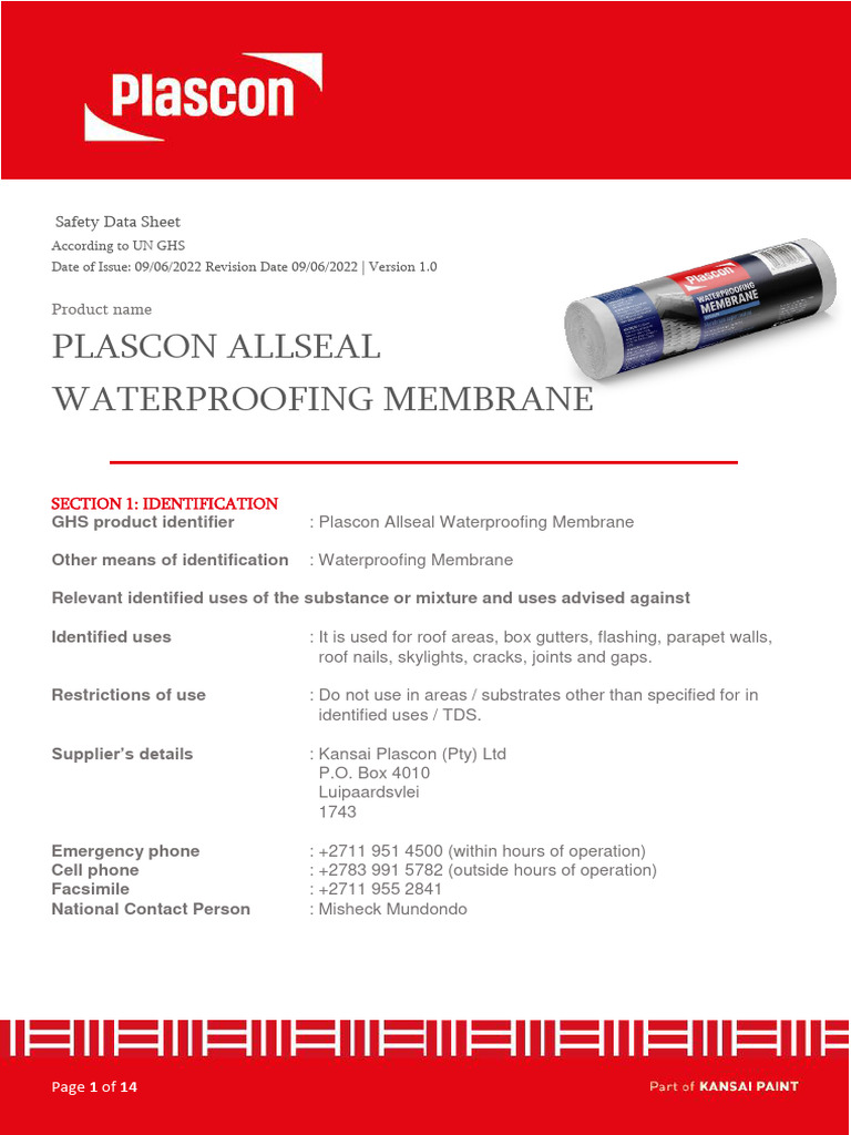 WAL Allseal Waterproofing Membrane | PDF | Occupational Safety And Health
