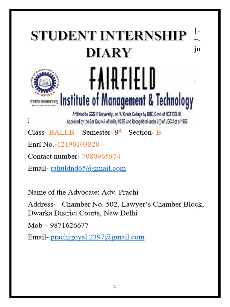 Student Internship Diary | PDF | Lawyer