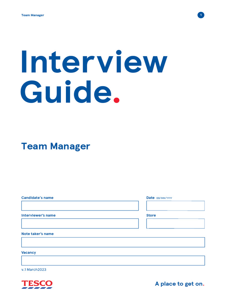 Tesco Team Manager Interview Guide UPDATED | PDF | Social Psychology ...