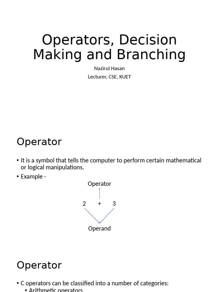Operators, Decision Making and Branching | PDF | Computing | Computer Programming