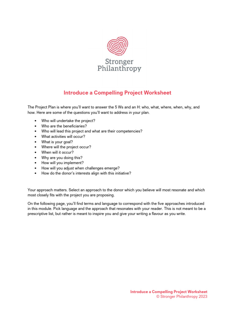Introduce A Compelling Project Worksheet | PDF | Innovation | Capacity Building