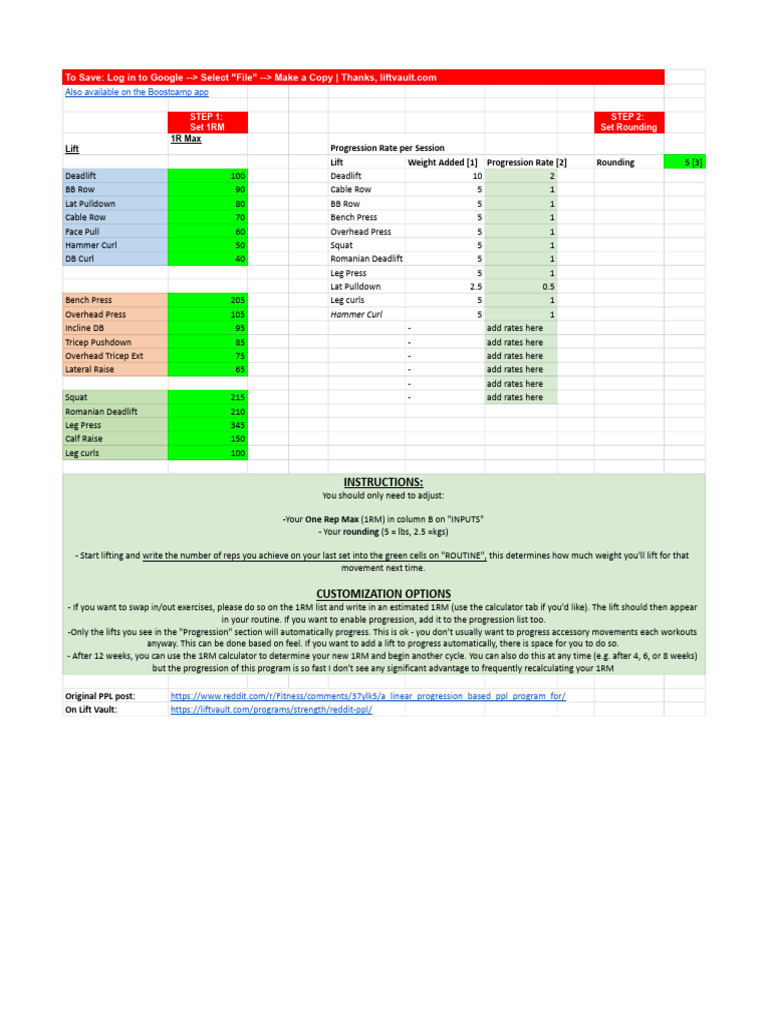 Metallicadpa v3.04 - Beginner PPL Template (1RM Inputs + Progression ...