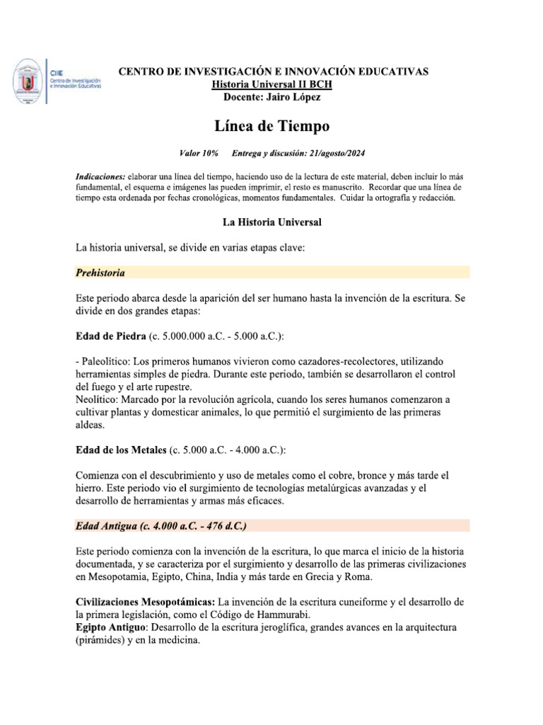 Línea de Tiempo Hu | PDF