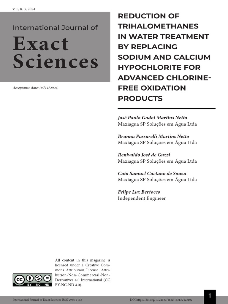 Reduction of Trihalomethanes in Water Treatment by Replacing Sodium and Calcium Hypochlorite For ...