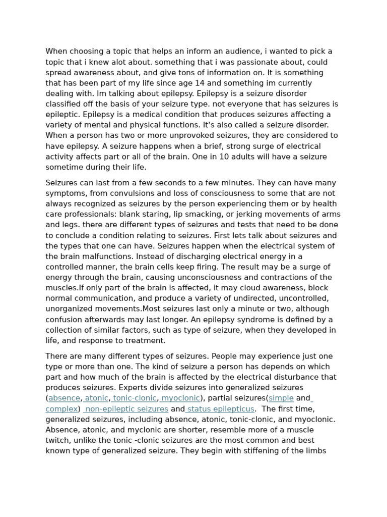 Epilepsy Speech Pdf Epilepsy Neurological Disorders