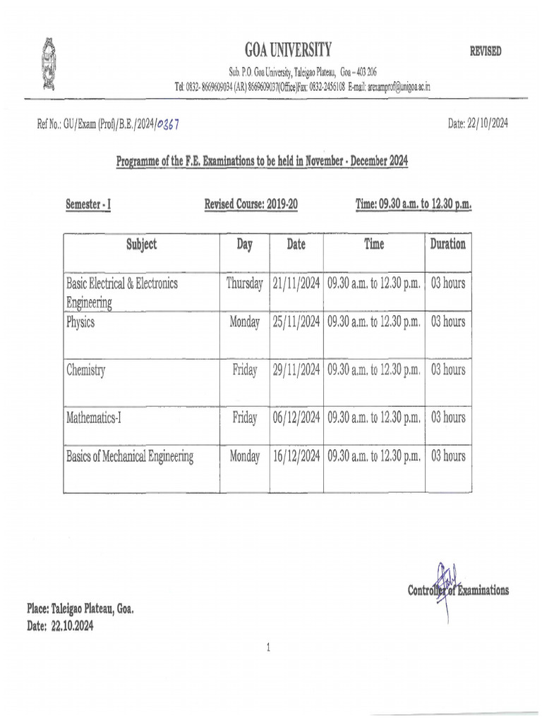 RC 19-20 Nov Dec Examination 2024 Sem I | PDF