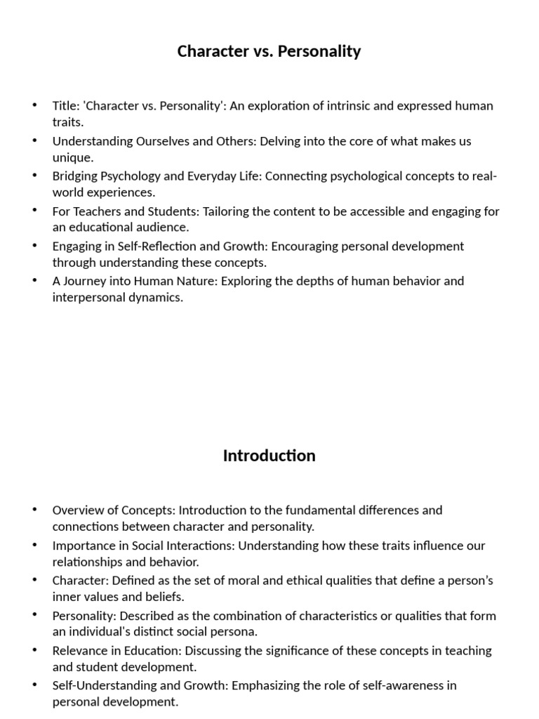 Character vs. Personality Explained | PDF | Morality | Behavior