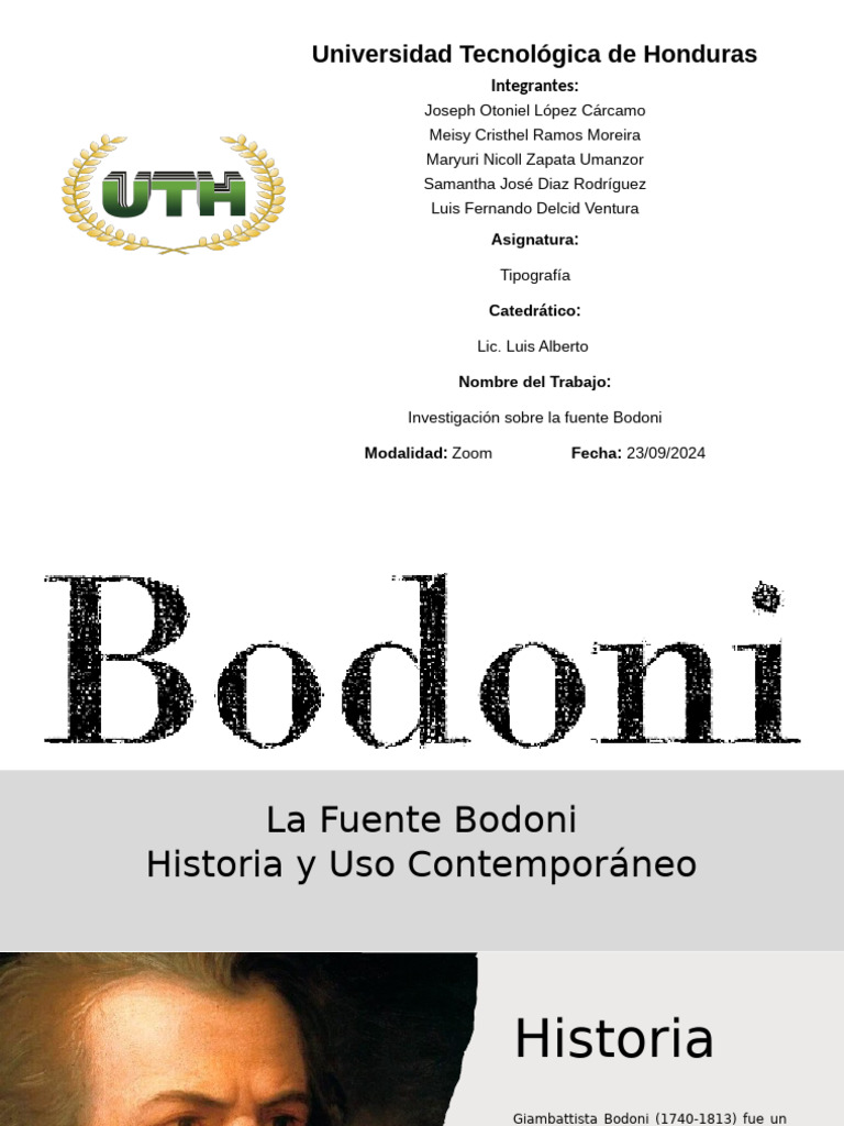 Historia y Uso de la Fuente Bodoni | PDF | Tipografía | Serif